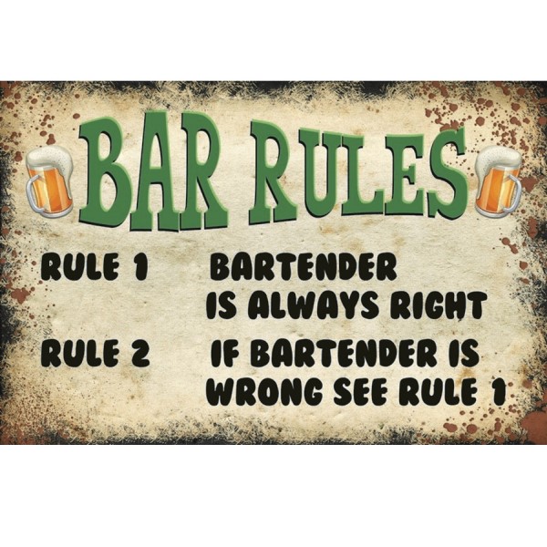 Bar Rules - Retroborden