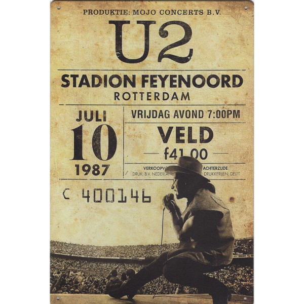 U2 Stadion Feyenoord Rotterdam 1987 - Retroborden